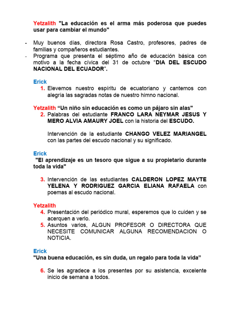 Hora Cívica - Programa | PDF