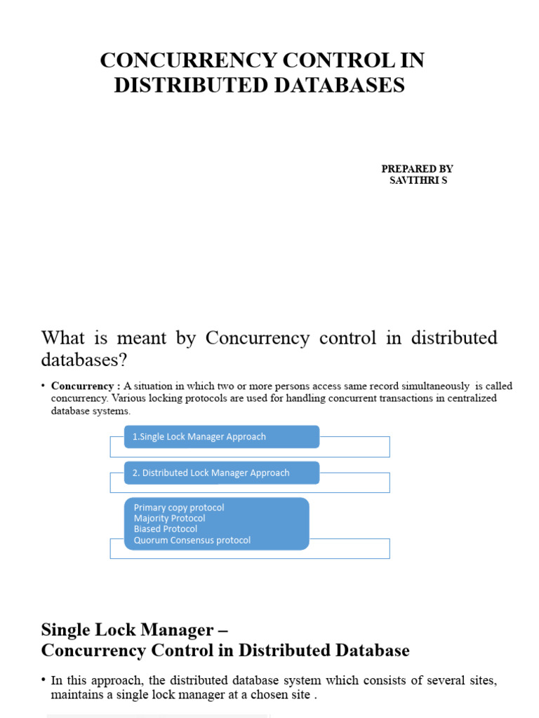 Concurrency Control In Distributed Databases Pdf Database Transaction Computer Architecture