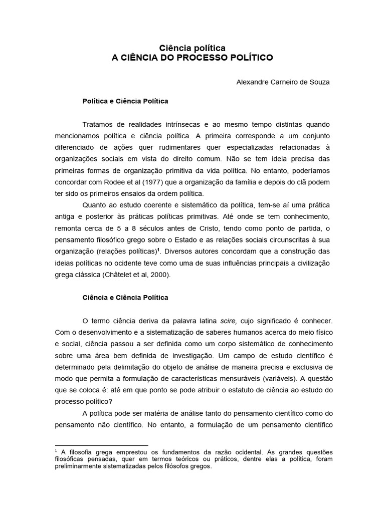 A Ciencia Do Processo Politico Alexandre Carneiro | PDF | Science ...