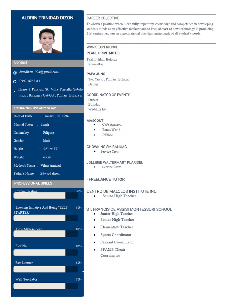 CV-Aldrin T. Dizon | PDF | Cognitive Science | Cognition