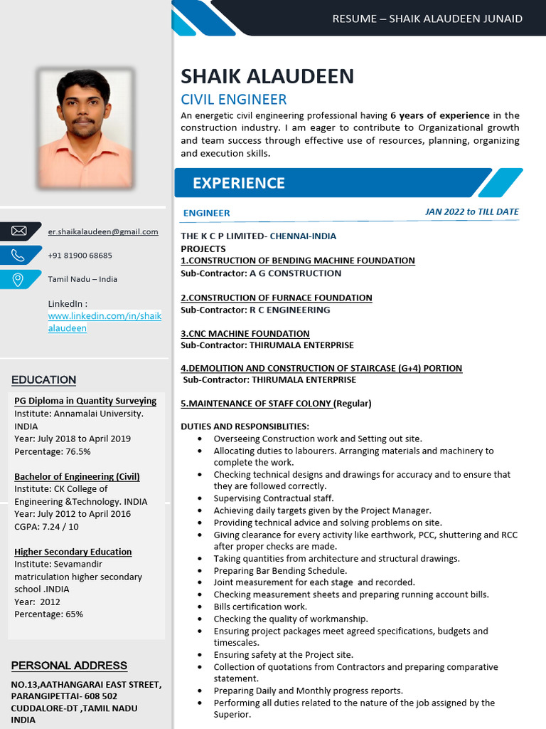 Shaik Alaudeen Resume | PDF | Specification (Technical Standard) | Engineering