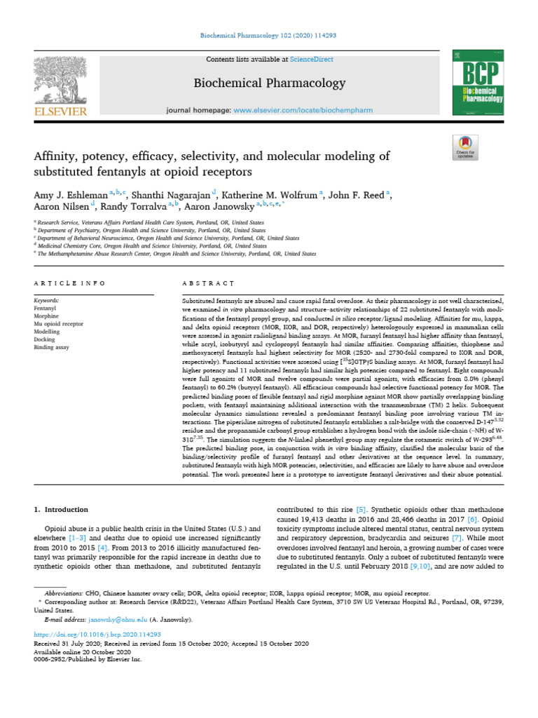 Affinity, Potency, Efficacy, Selectivity, and Molecular Modeling of ...