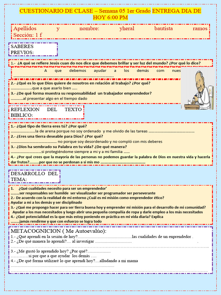 Cuestionario de Clase: Emprendimiento y Fe | PDF | Crecimiento personal ...