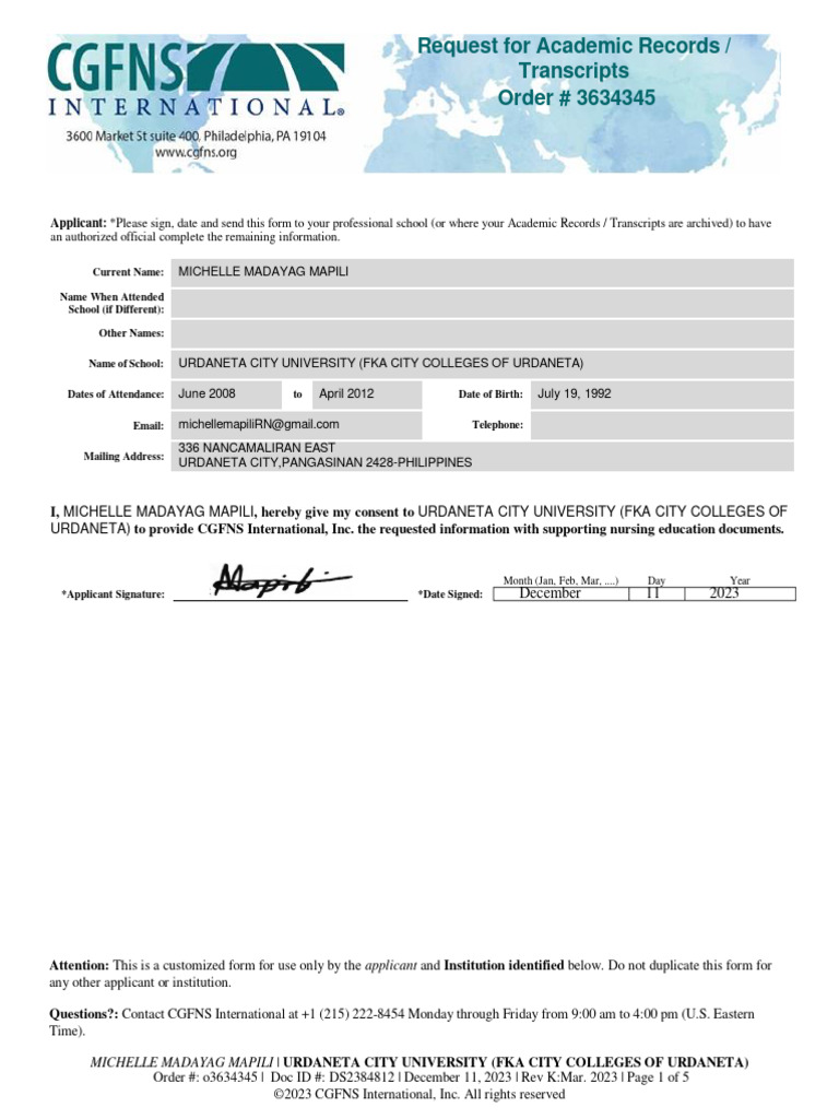 CRP SCHOOL REQ RPT Academic Records Transcripts Form A | PDF | Nursing ...