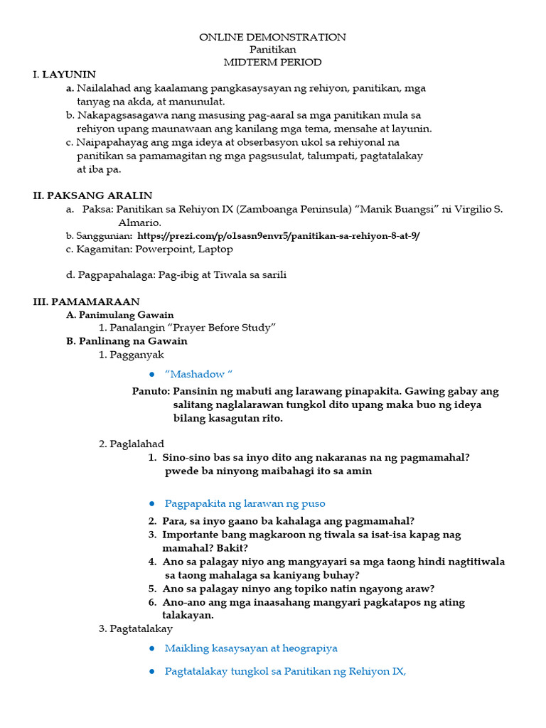 Finals Example Lesson Plan | PDF