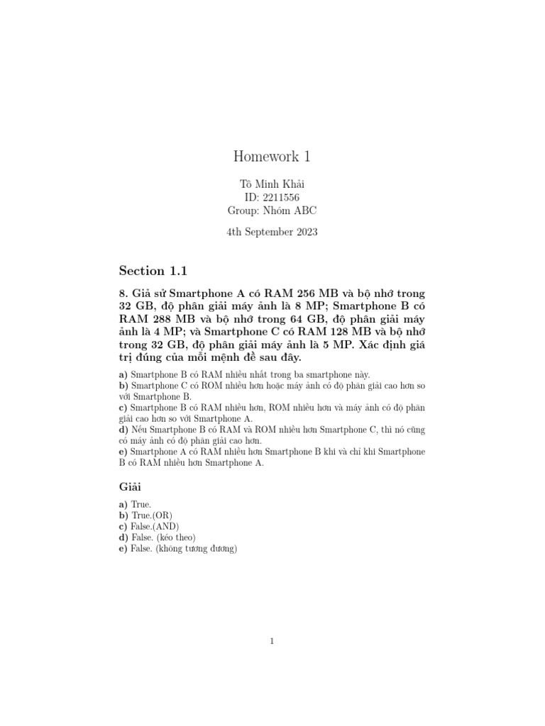 Homework 1: Section 1.1 | PDF