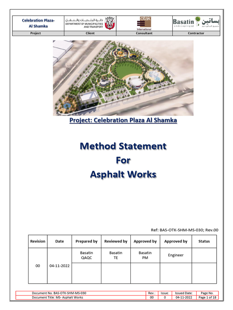 BAS-OTK-SHM-MS-030 MSRA - Asphalt Works | PDF | Safety | Concrete