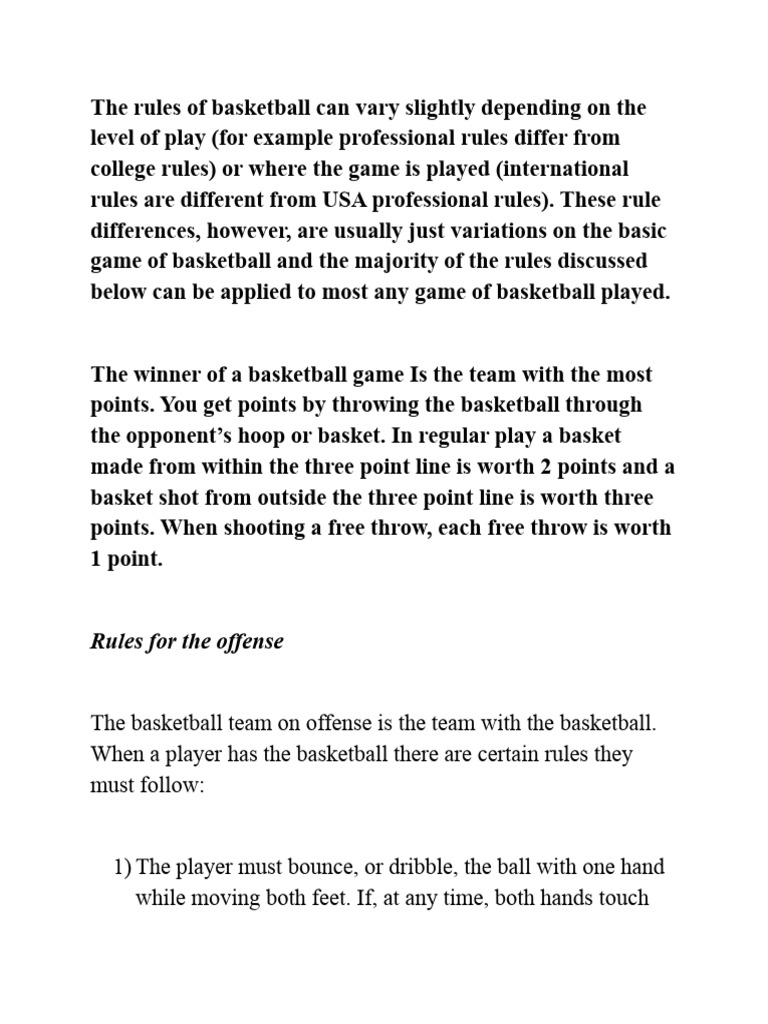 Rules and Regulations For Basketball | PDF | Ball Games | Athletic Sports