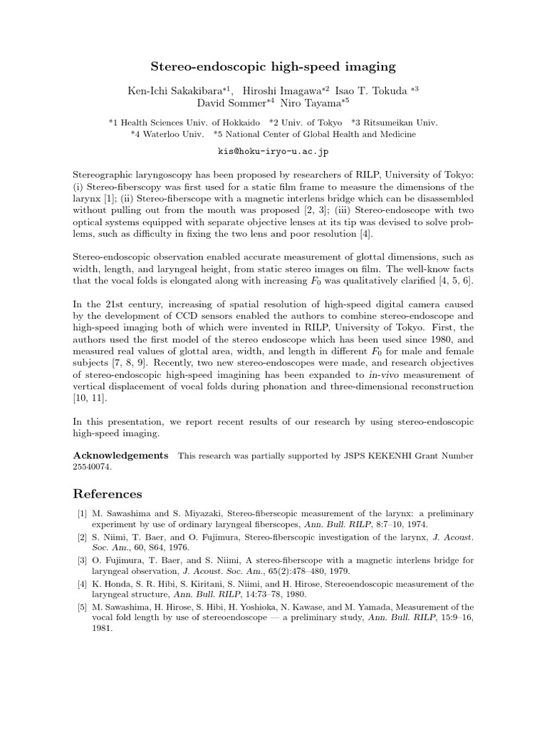 Stereo-Endoscopic High-Speed Imaging | PDF | Larynx | Equipment