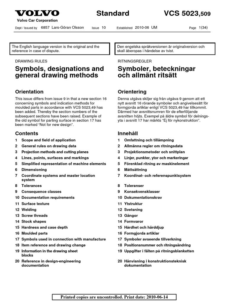 Volvo STD 5023,509 | PDF