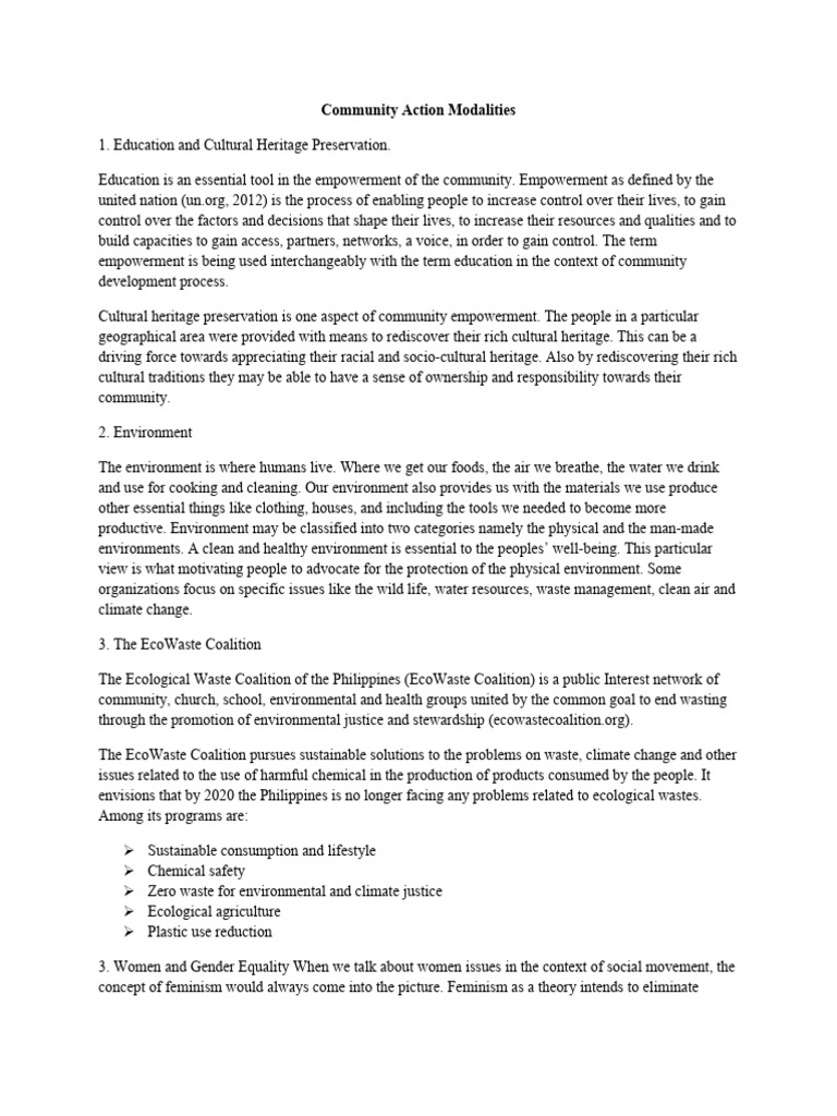 Community Action Modalities | PDF | Empowerment | Sustainability