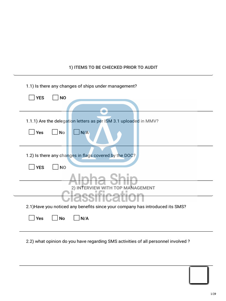 ISM Self Checklist | PDF | Audit