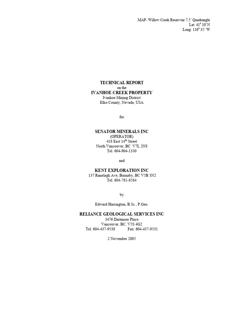 Ivanhoe Gold-Sinter Deposit | PDF | Earth Sciences | Geology