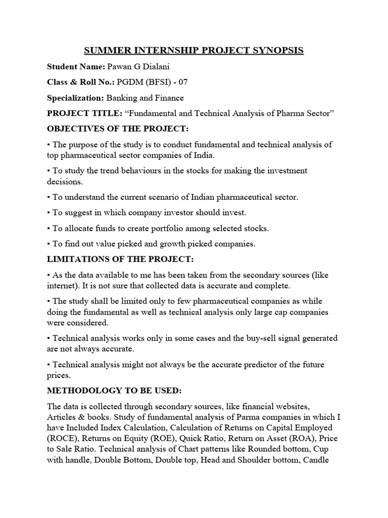 Summer Internship Project Synopsis Pawan | PDF | Technical Analysis ...