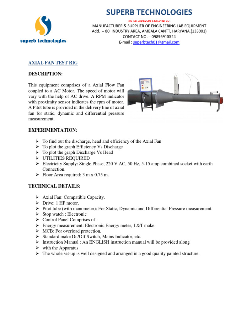 Axial Fan Test Rig | PDF