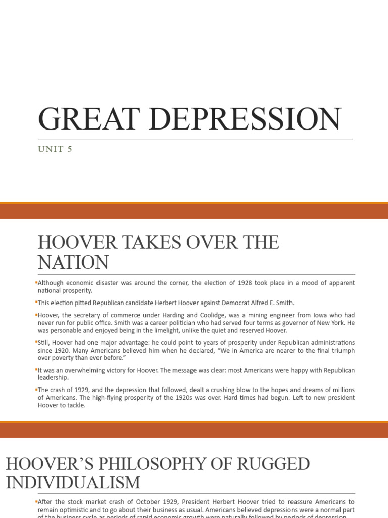 Hoover's Response to the Great Depression | PDF | New Deal | Stocks
