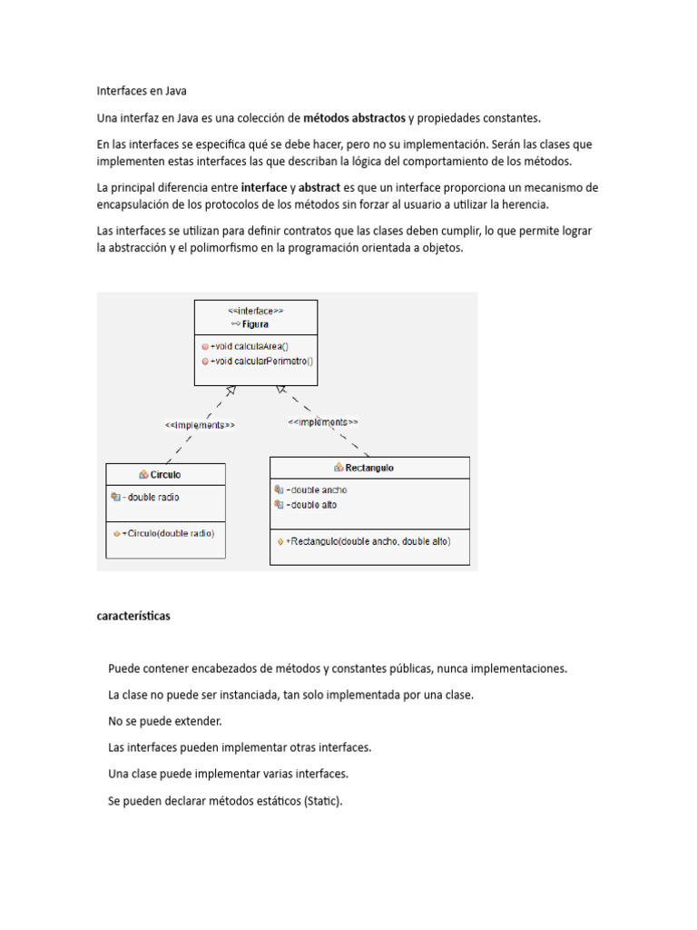 Interfaces en Java | PDF | Java (lenguaje de programación) | Objeto (informática)