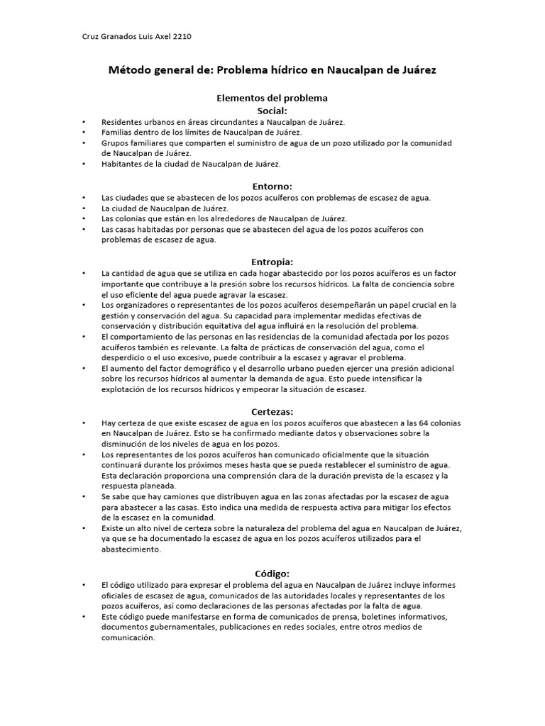 Problema de Agua | PDF | Agua | Recursos hídricos