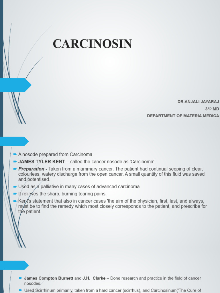 Carcinosin DR Anjali Jayaraj | PDF | Fear | Homeopathy