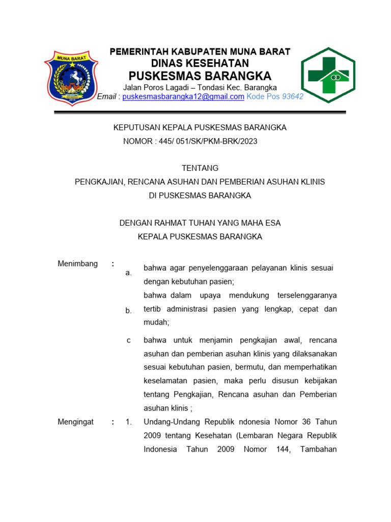 3.2.1 SK Tentang Pengkajian, Rencana Asuhan, Pemberian Asuhan Dan Pendidikan Pasien | PDF ...