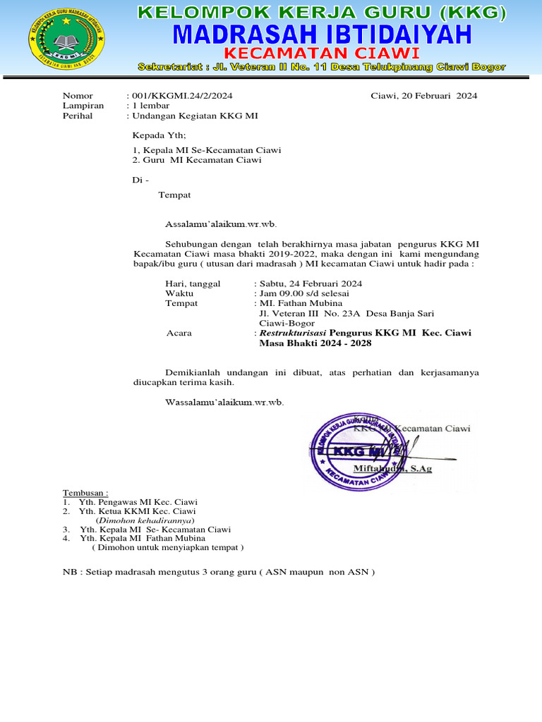 Undangan KKG 2024 | PDF