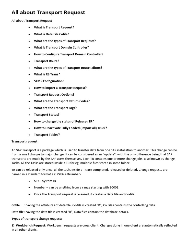 All about Transport Request | PDF | Computer File | Computing