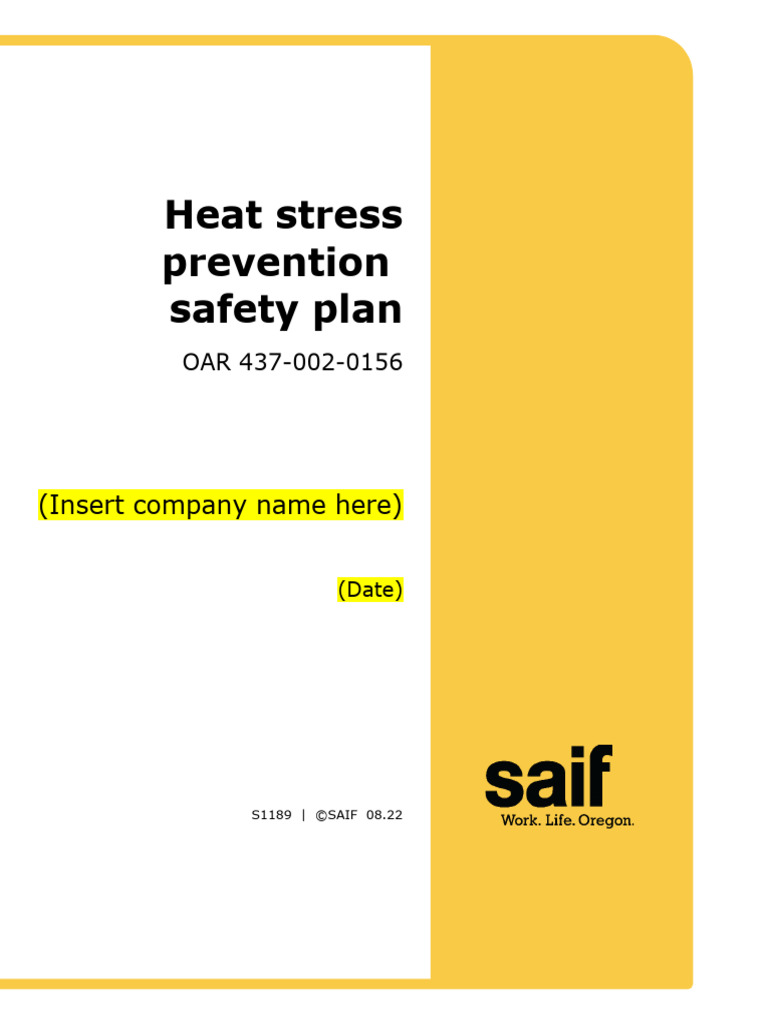 S1189 Heat Stress Prevention Safety Plan | PDF | Hyperthermia ...