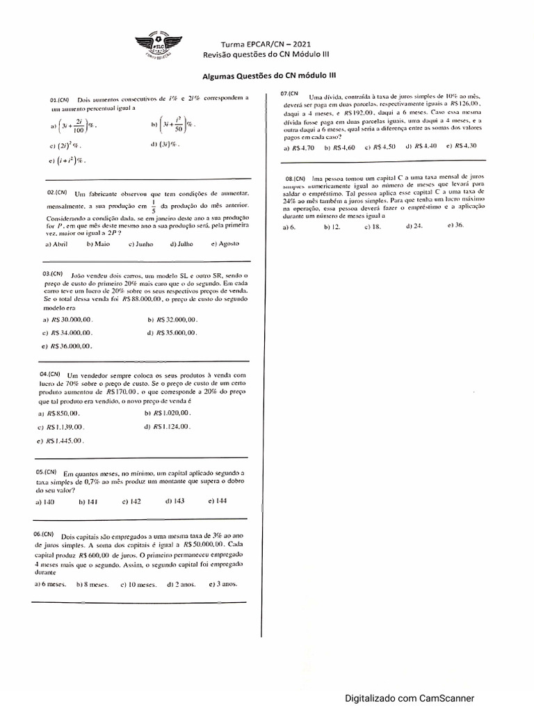 Revisão Questão CN 3 | PDF
