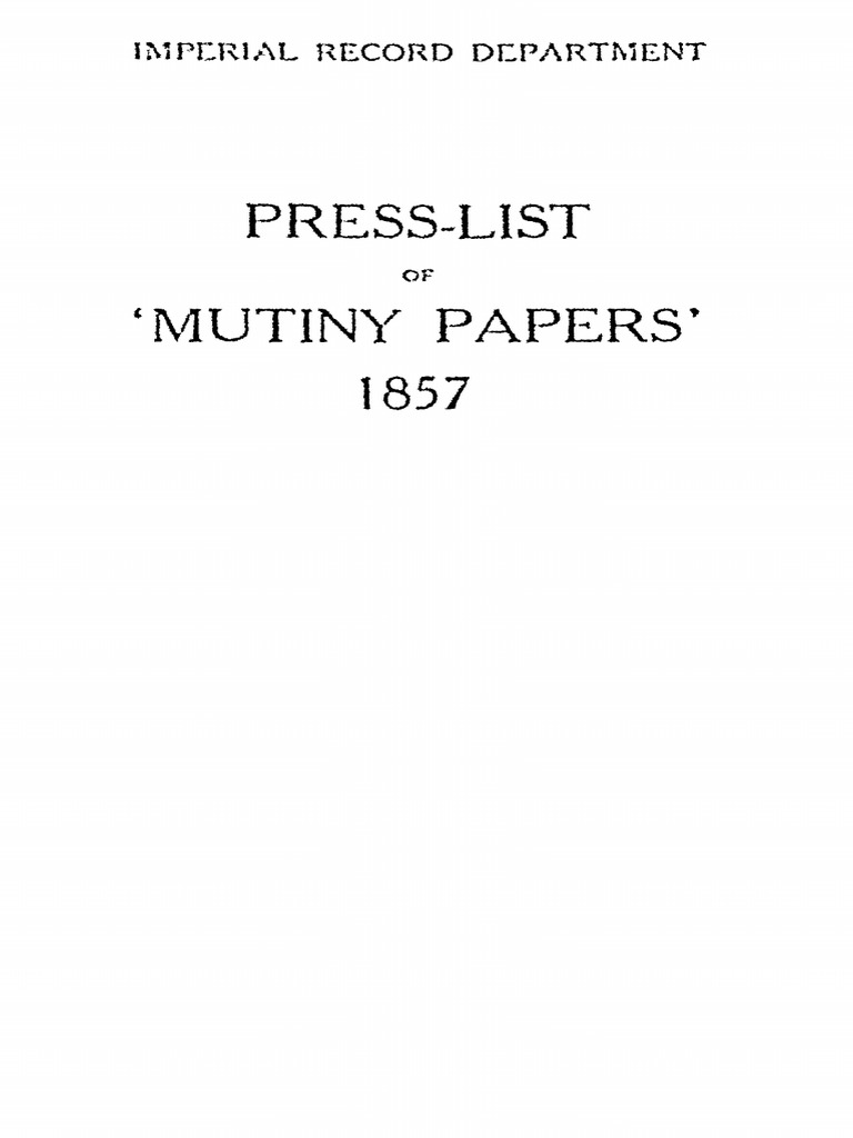Press List of Mutiny Papers | PDF