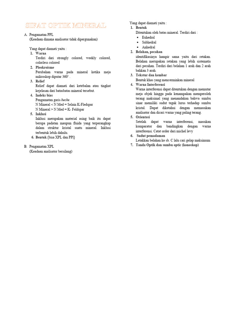 Sifat Optik Mineral: PPL dan XPL | PDF | Sains & Matematika
