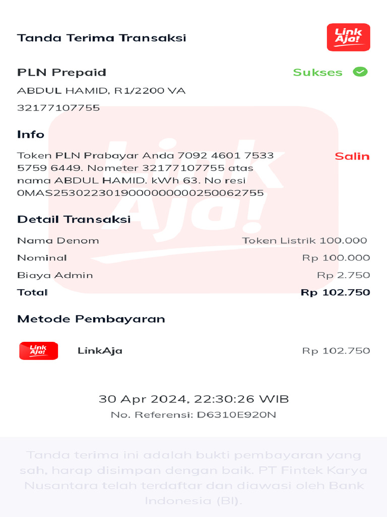 LinkAja RECEIPT 20240430 223045 20240430 223045 | PDF