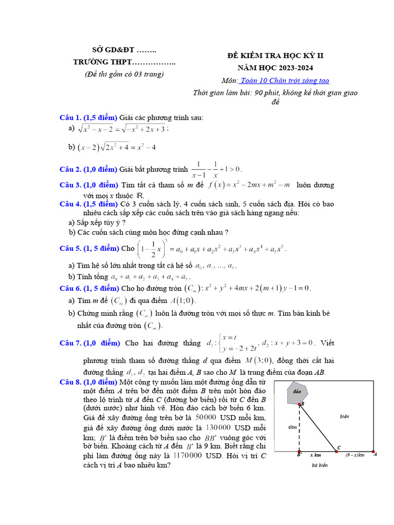 De Thi hk2 Toan 10 CTST de 11 | PDF