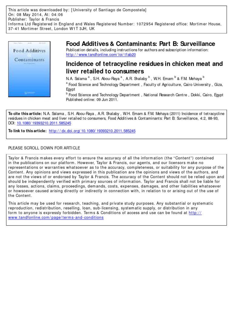 Tetracycline Residues in Chiken Meat | PDF | Detection Limit ...