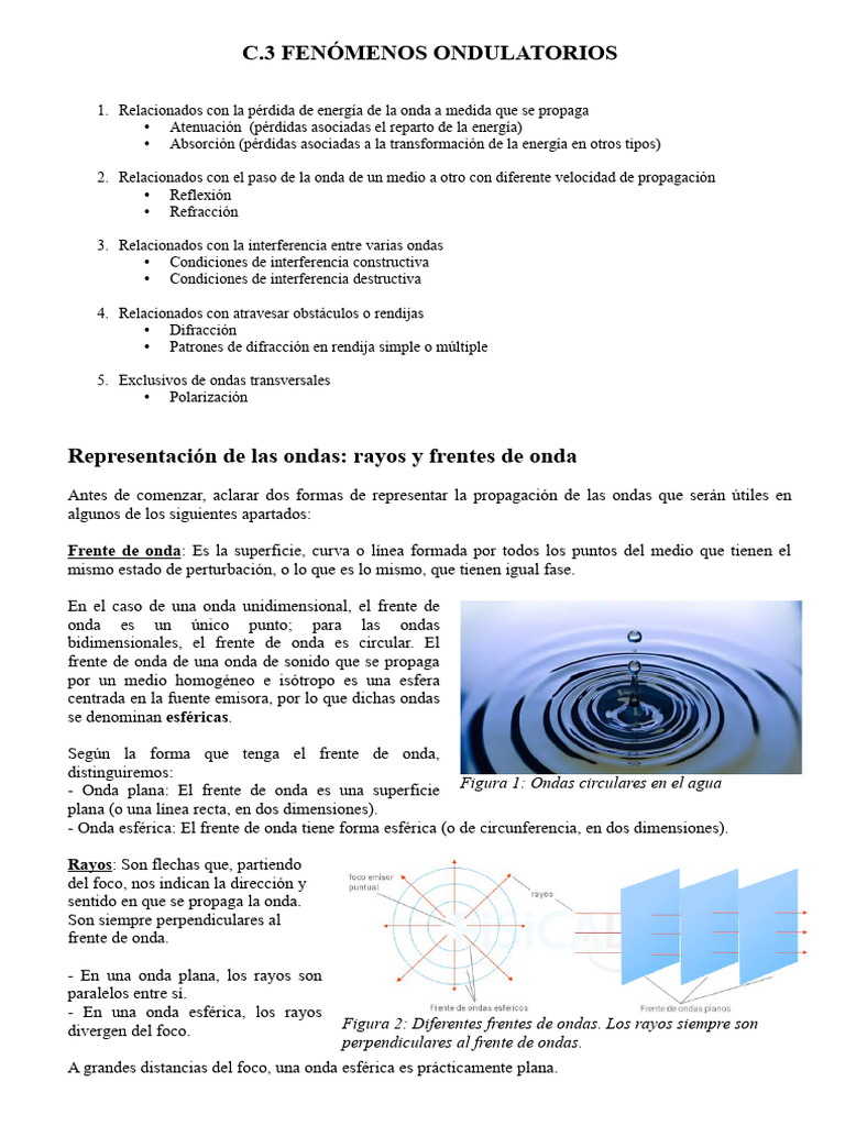 Fenómenos Ondulatorios | PDF | Difracción | Refracción