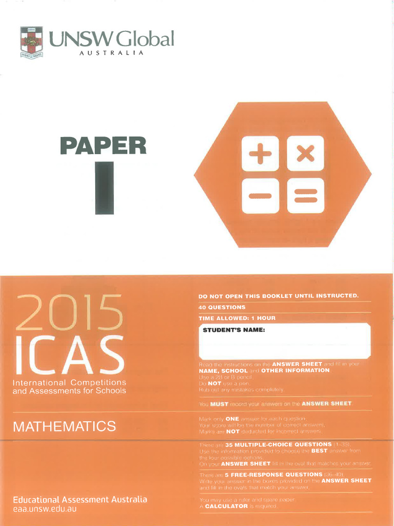Icas 2015 Paper I | PDF