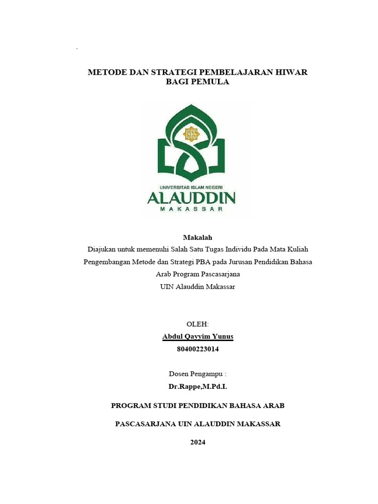 Metode Hiwar untuk Pemula dalam PBA | PDF