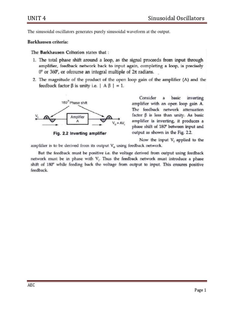 Sinusoidal Oscillators | PDF | Electronic Oscillator | Operational ...
