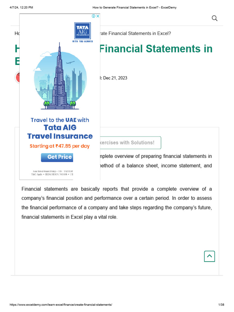 How To Generate Financial Statements in Excel - ExcelDemy | PDF ...