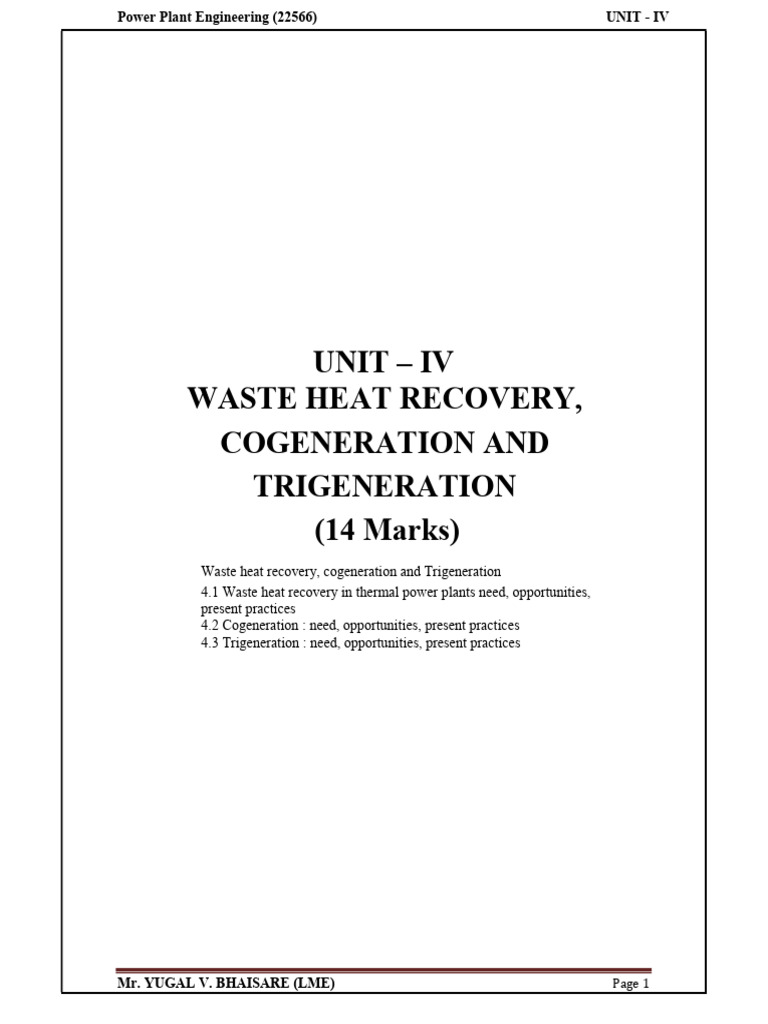Unit 4 Notes | Download Free PDF | Cogeneration | Power Station