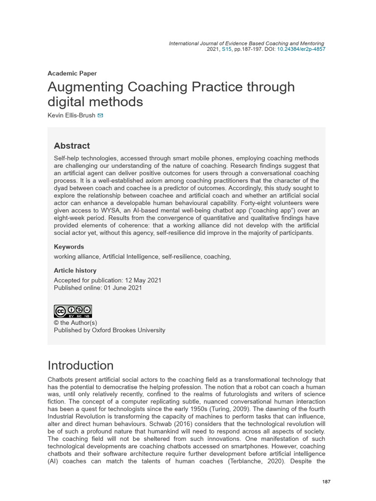AI Coaching Apps and Self-Resilience | PDF | Cognitive Behavioral ...