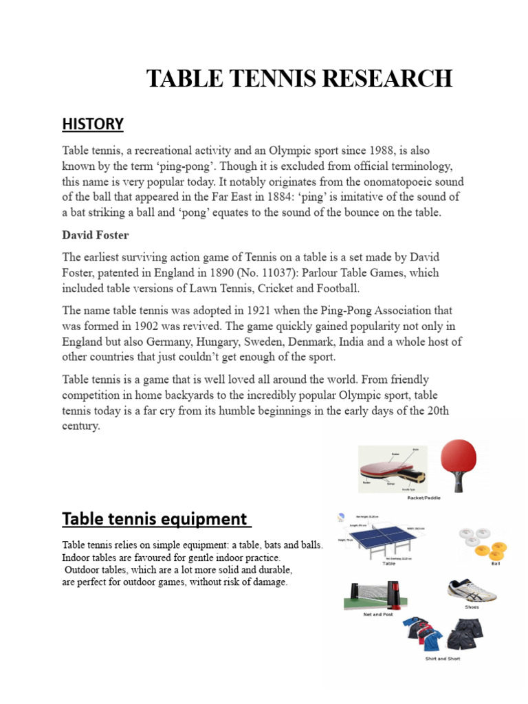 Table Tennis Research PE | PDF | Table Tennis | Sports