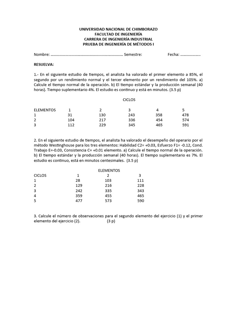 Prueba Ing de Métodos I | PDF