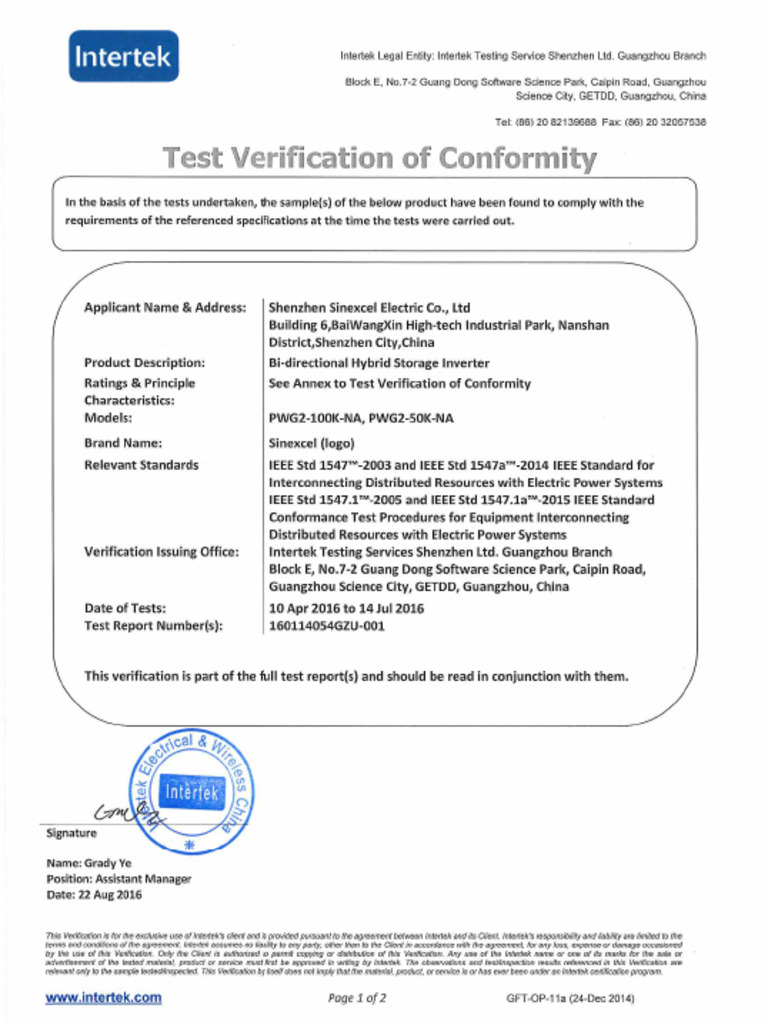 PWG2 50&100 Verification | PDF