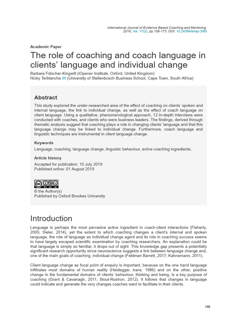 The Role of Coaching and Coach Language | PDF | Thought | Cognition