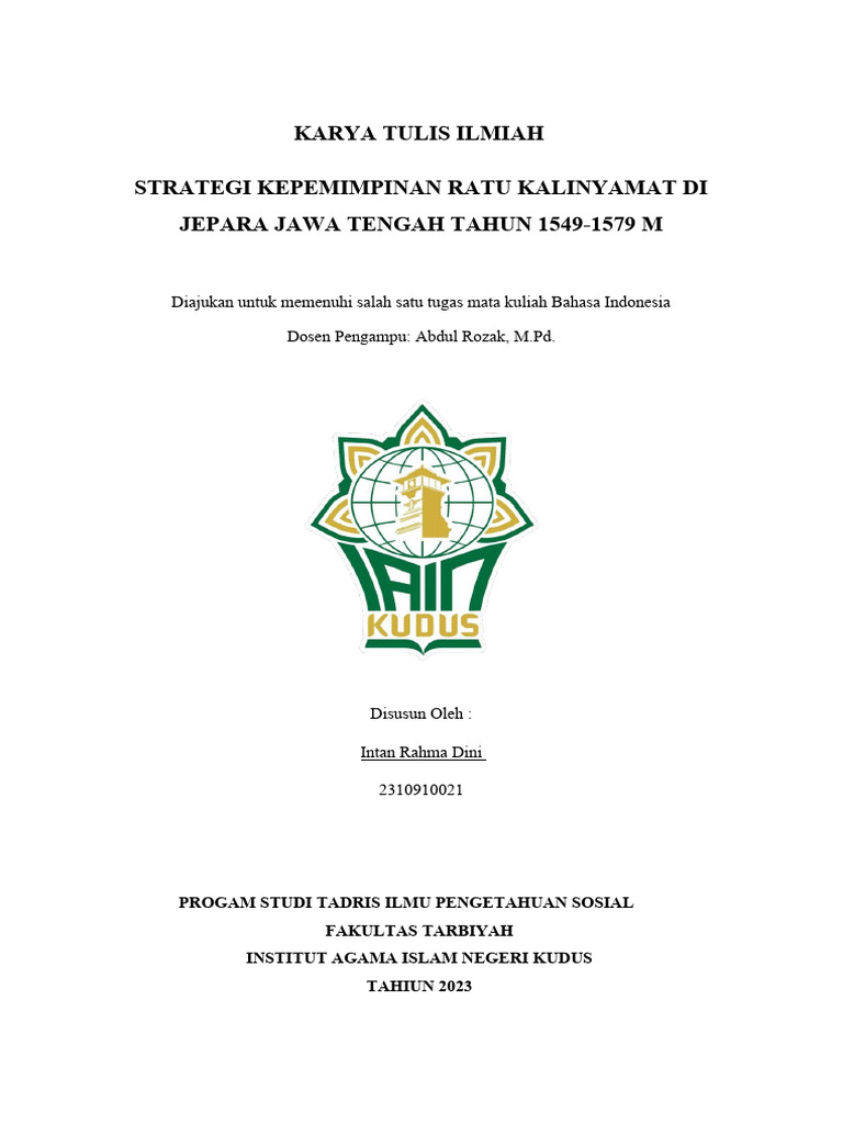Karya Tulis Ilmiah - Intan Rahma Dini - 2310910021 - A | PDF