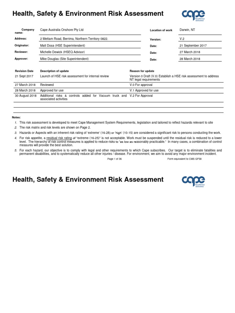 Epl258 Hse Risk Assessment | Download Free PDF | Personal Protective ...