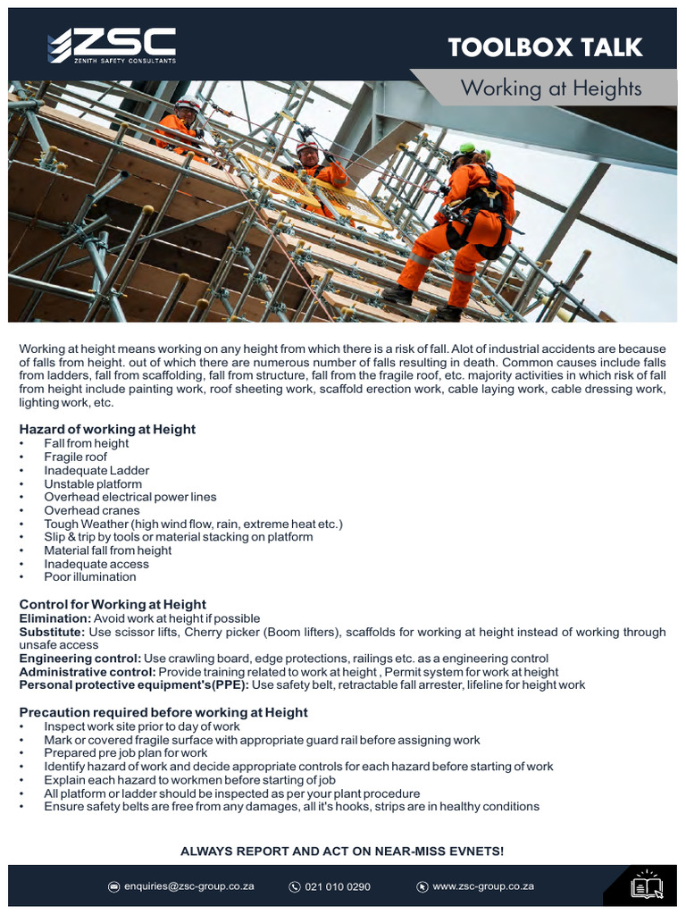 Working at Heights | PDF | Scaffolding | Safety