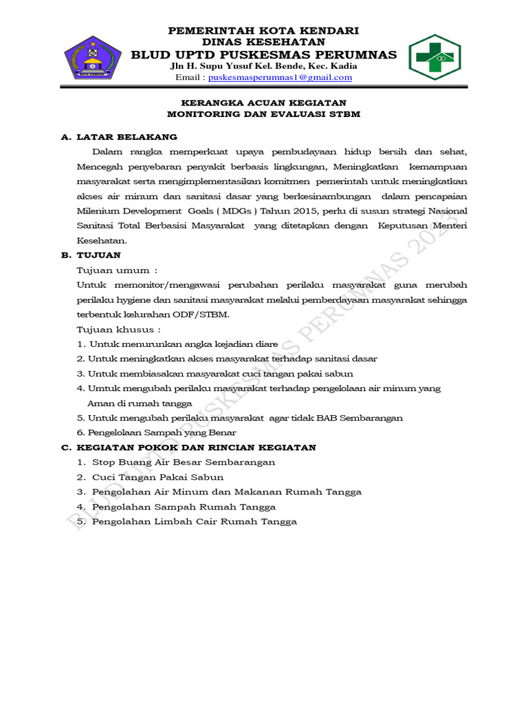 Kak Monitoring Dan Evaluasi STBM | PDF | Kesehatan Holistik