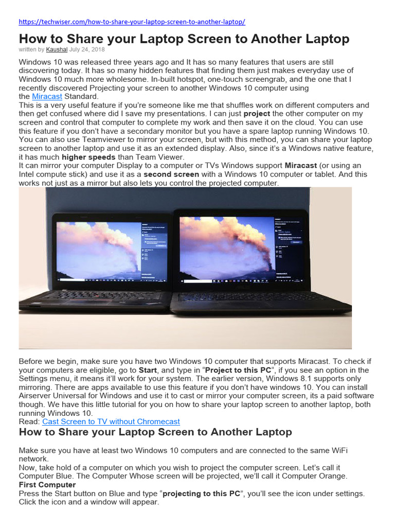 Share Laptop Screen via Miracast | PDF | Windows 10 | Icon (Computing)