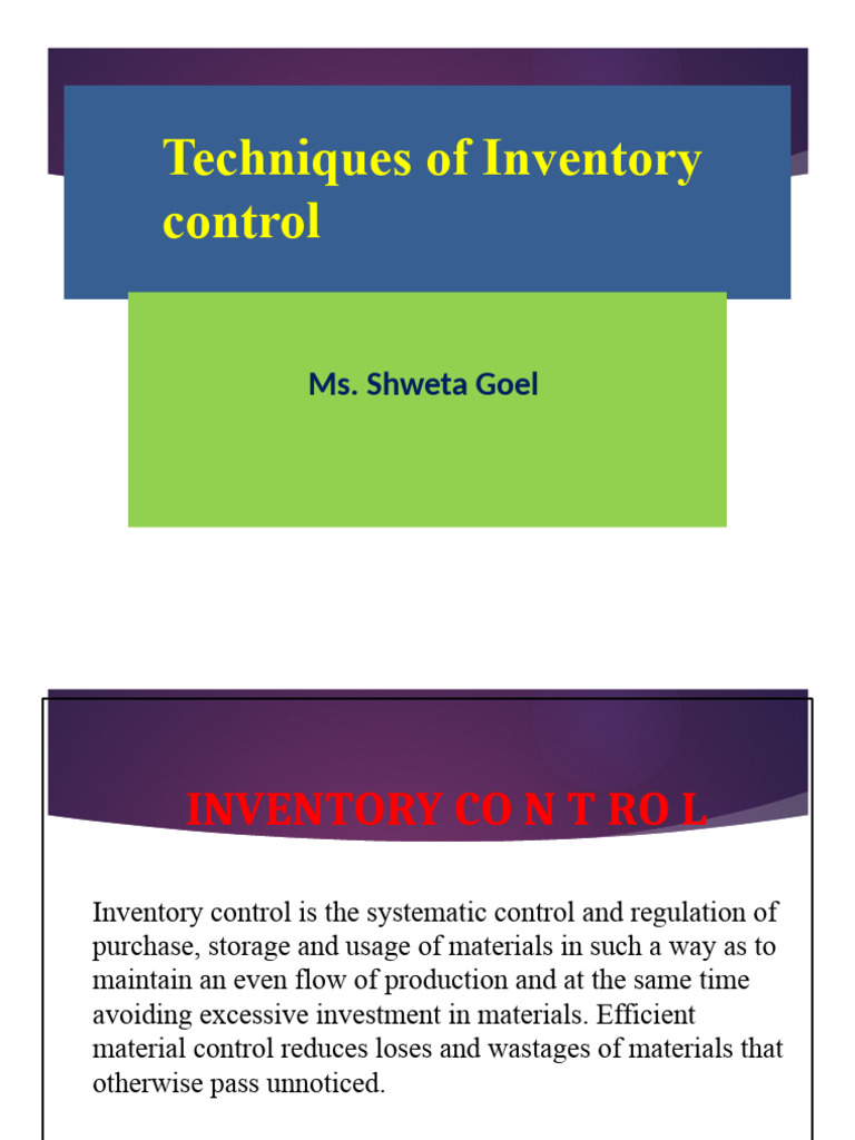 Material Control Techniques | PDF | Inventory | Supply Chain Management
